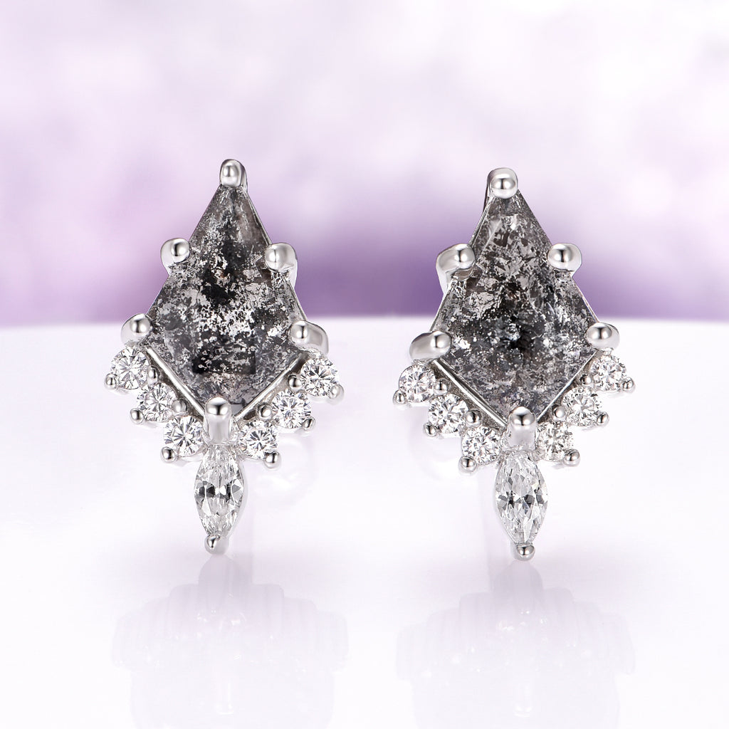 Skye Kite® Galaxy Raw Salt & Pepper Diamond (Herkimer Diamond) Stud Ea ...