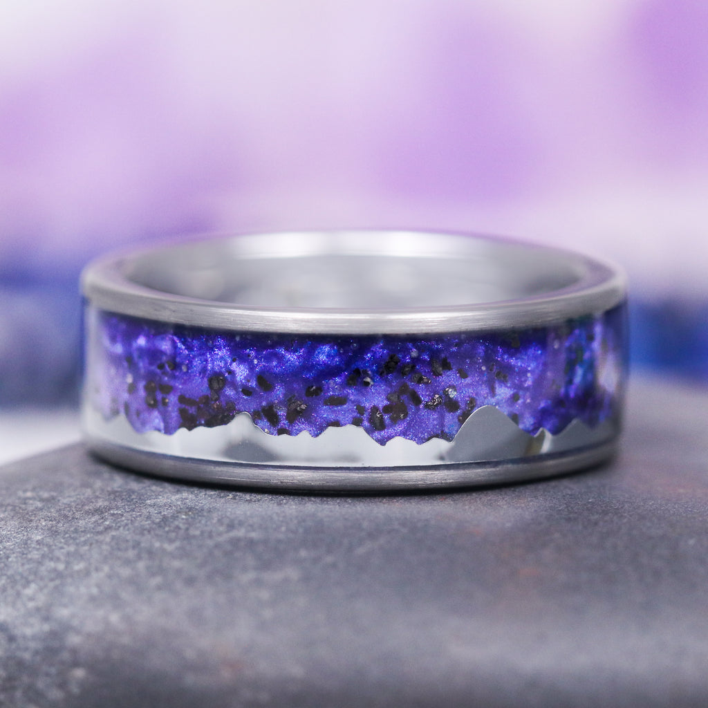 Dreamscape Wedding Band - 8MM Tungsten Carbide (Mountain Range ...