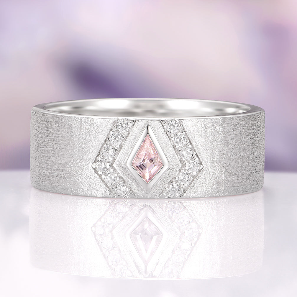 Morganite & Lab Diamond Men’s / Women's Ring – 14K White Gold Band ...