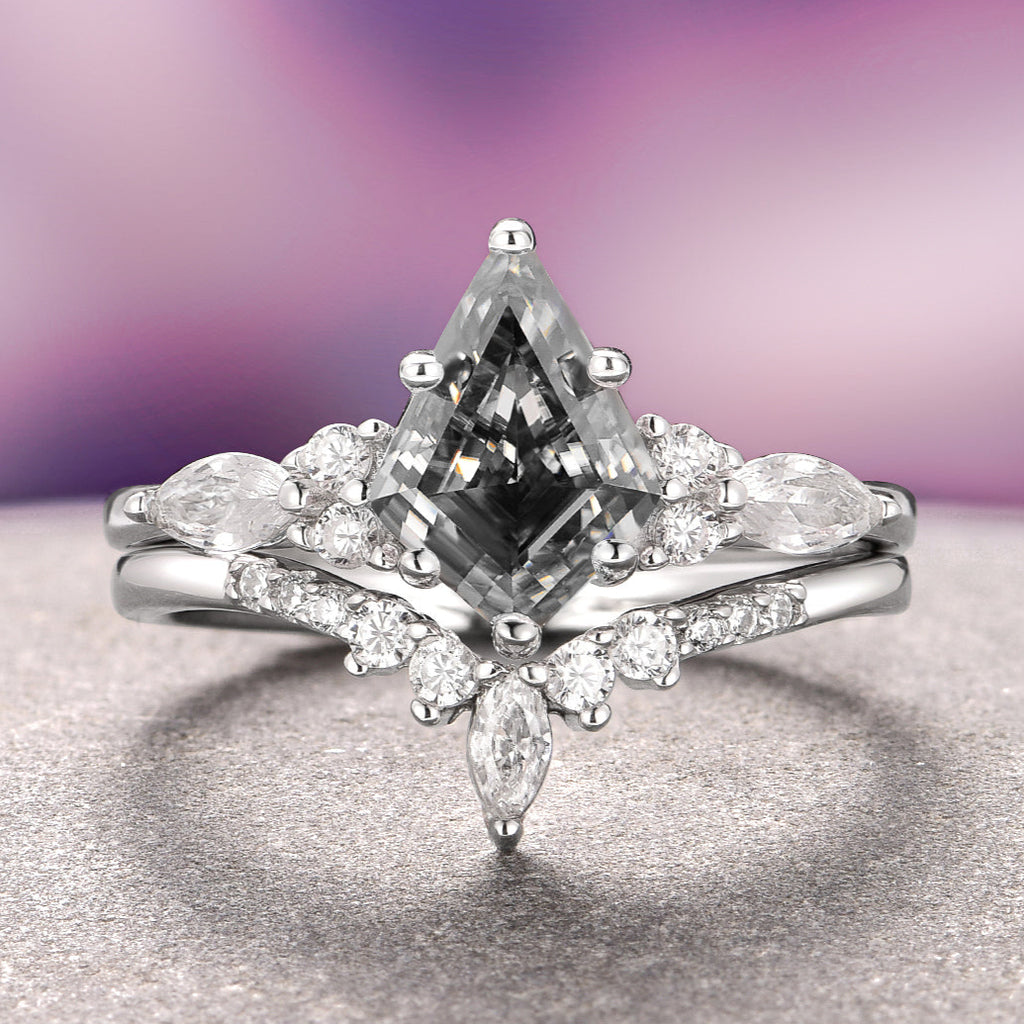 Skye Kite® Gray Moissanite Engagement Ring Set in 14K White Gold ...