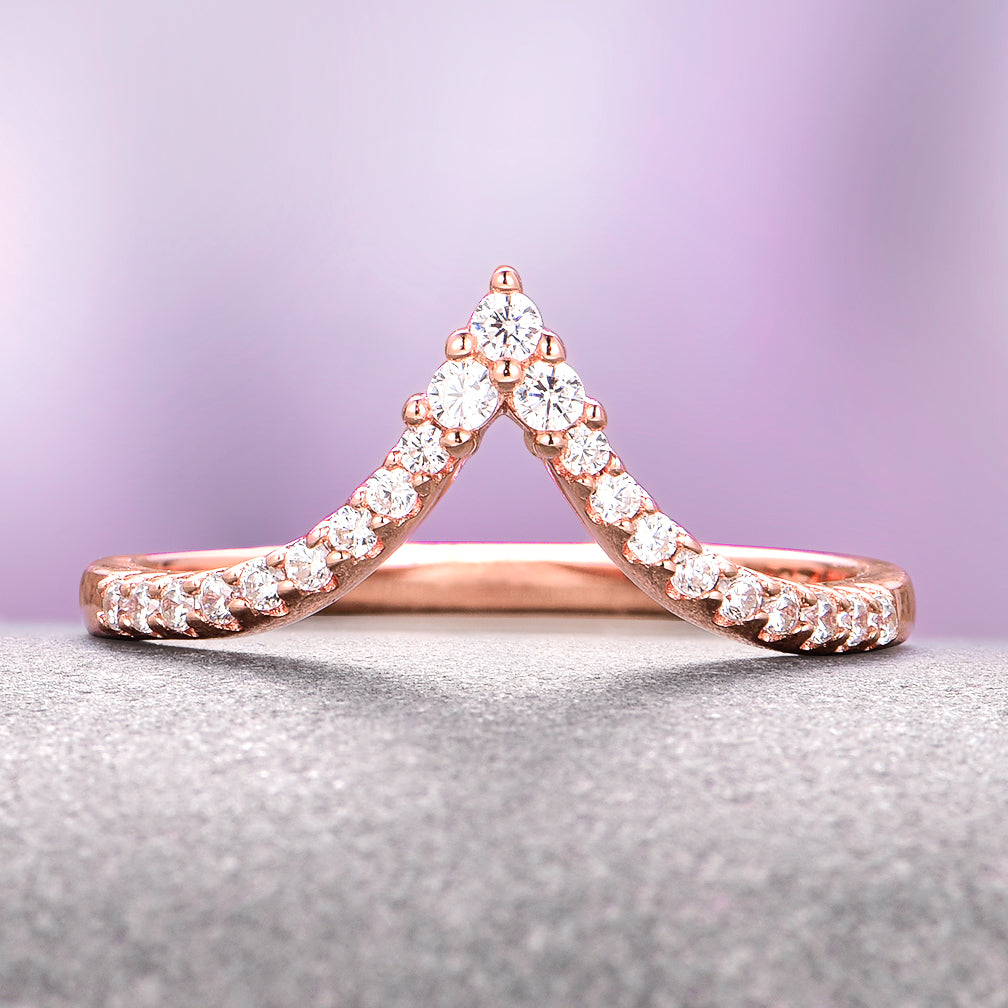 Skye Kite® Chevron Stacking Wedding Band in 14K Solid Rose Gold ...