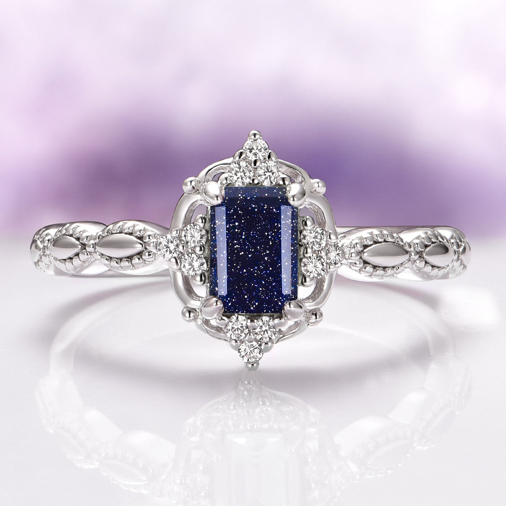 Starry Night Engagement Ring in Sterling Silver – Aquamarise