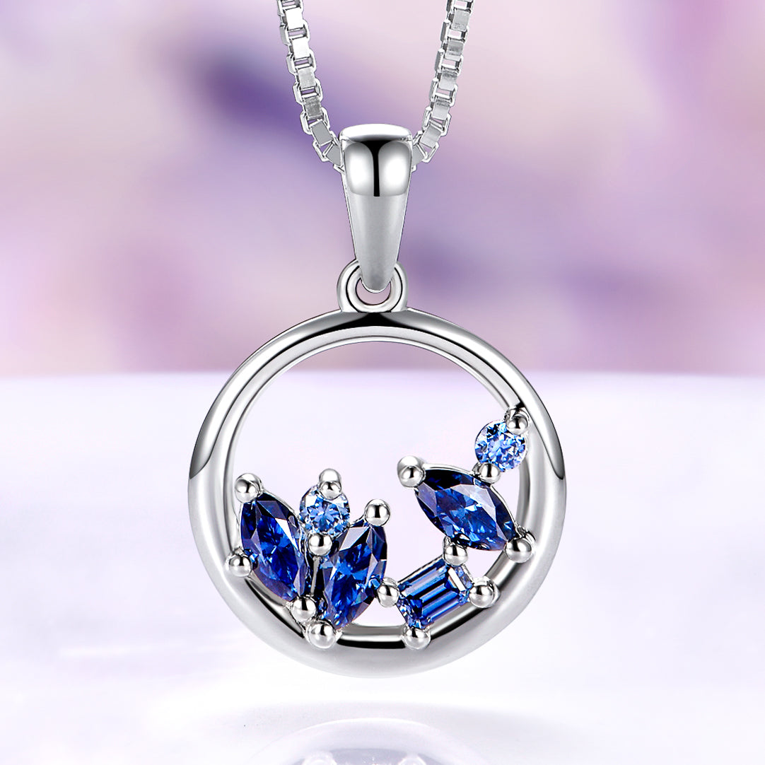Midnight Blue Moissanite Necklace | Sterling Silver – Aquamarise