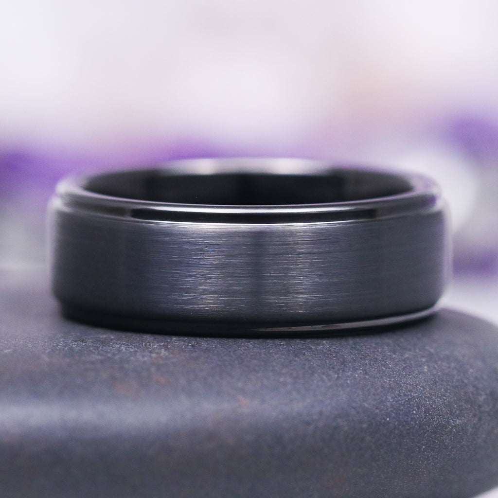 Black Wedding Band For Men, Matte in Black Tungsten Carbide (8mm ...