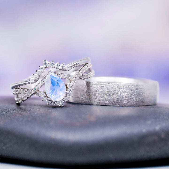 Gorgeous Moonstone Ring in Sterling Silver with Wedding Band | Natural ...