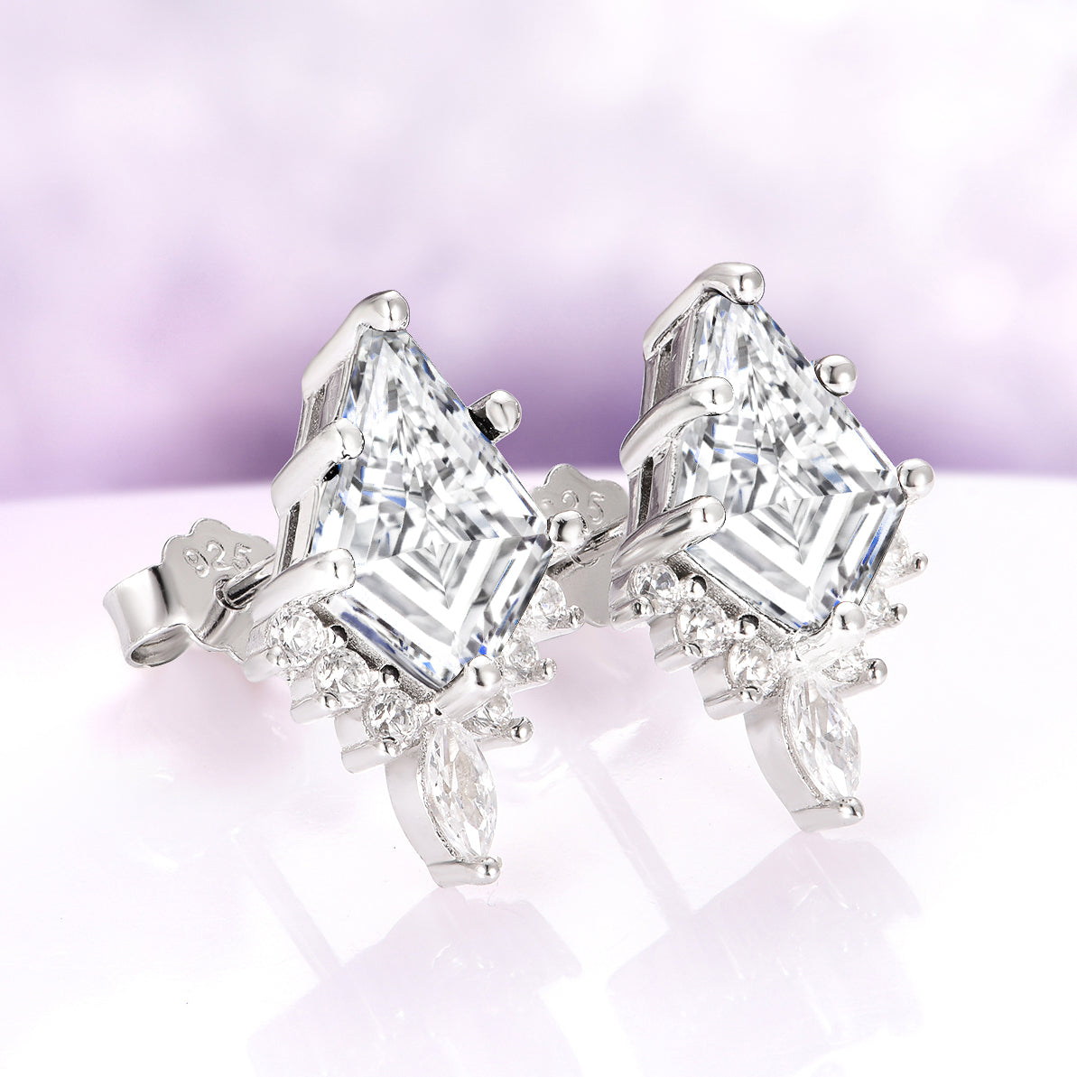 Cubic Zirconia Stud Earrings | Sterling Silver Kite Cut – Aquamarise