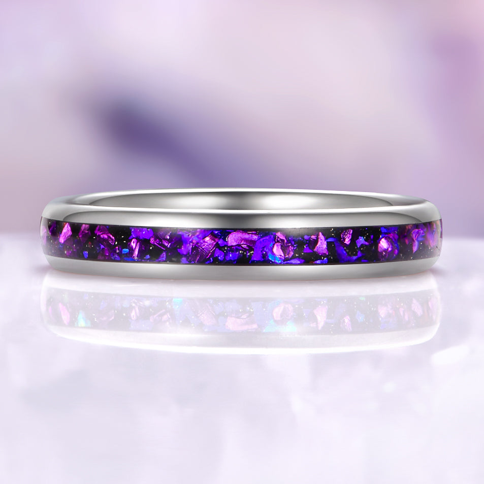 2mm Tungsten Wedding Band with Crushed Alexandrite Inlay – Aquamarise