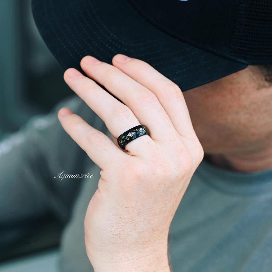 Stardust Couples Ring- Galaxy Wedding Band – Aquamarise