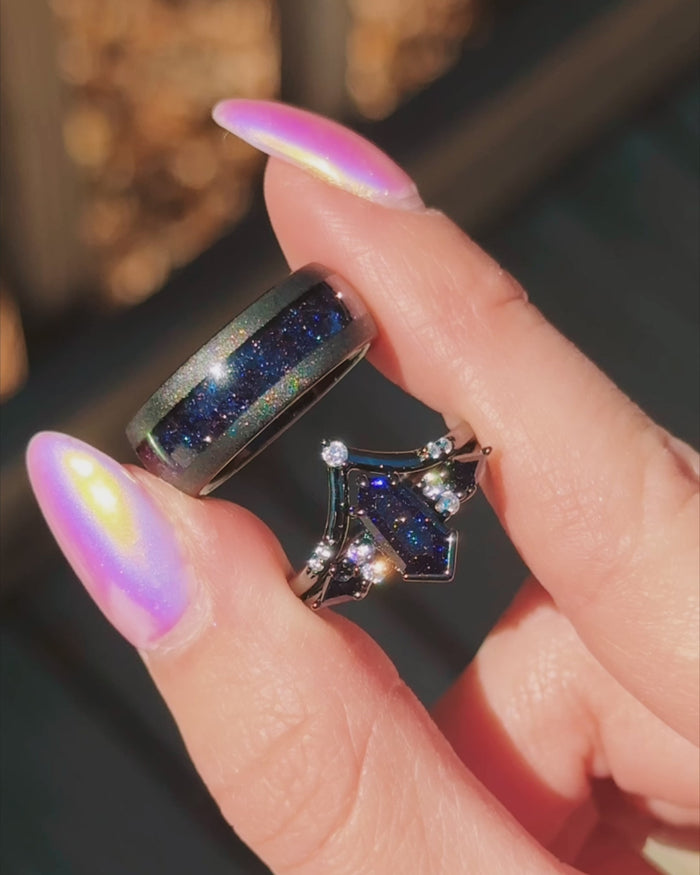 Starry Night Couples Ring Set – Aquamarise