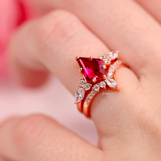 Skye Kite™ Ruby Ring Set- 14K Rose Gold Vermeil – Aquamarise